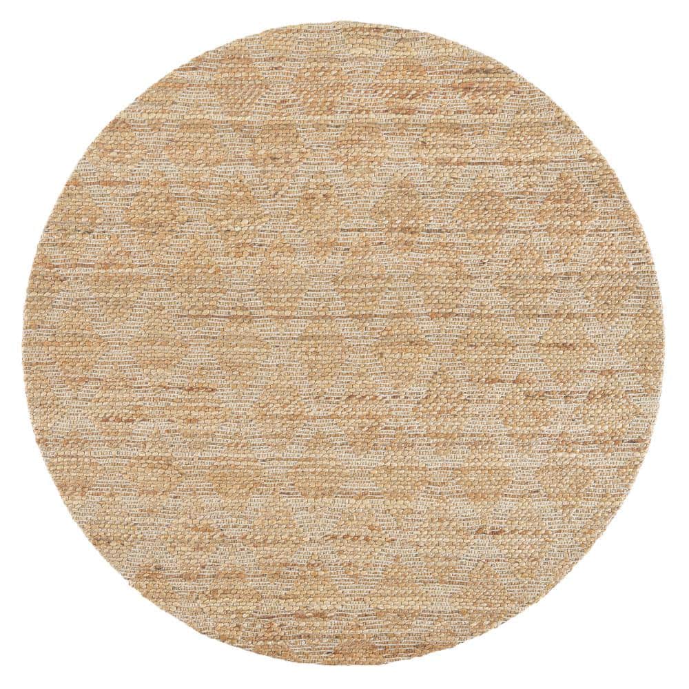 TOWN & COUNTRY LIVING Sol Diamond Ivory 5 ft. RD Hand Knotted 100% Jute ...