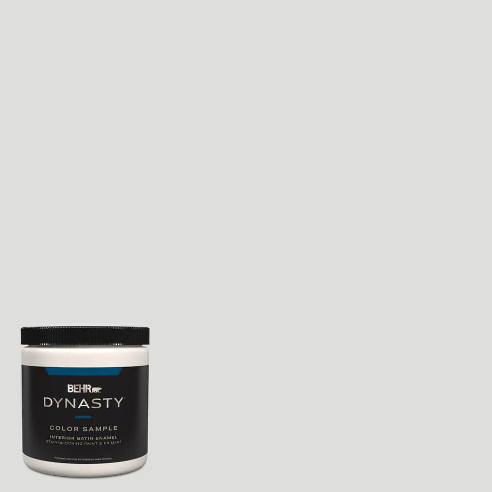BEHR DYNASTY 8 oz. #MQ3-55 White Lie One-Coat Hide Satin Enamel Stain ...