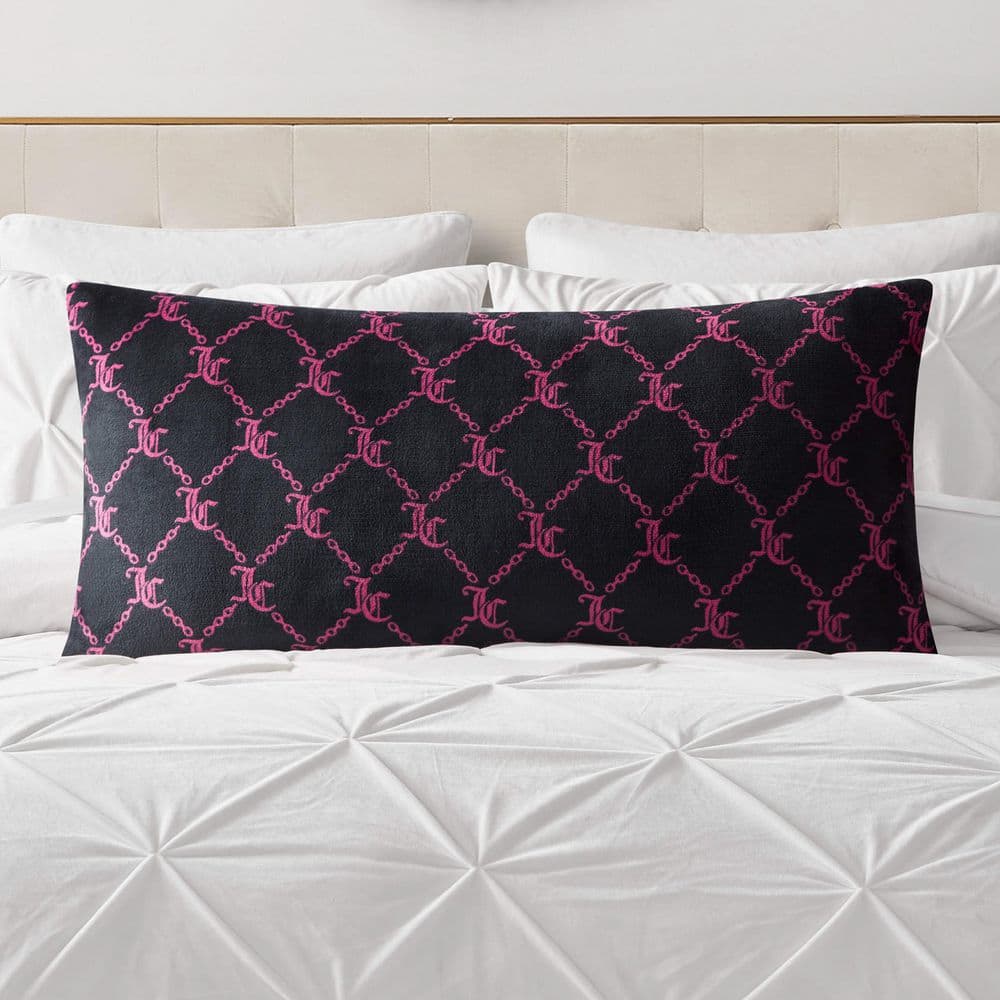 JUICY COUTURE Lockup Lattice Black Plush Polyester 18 in. x 36 in. Body ...