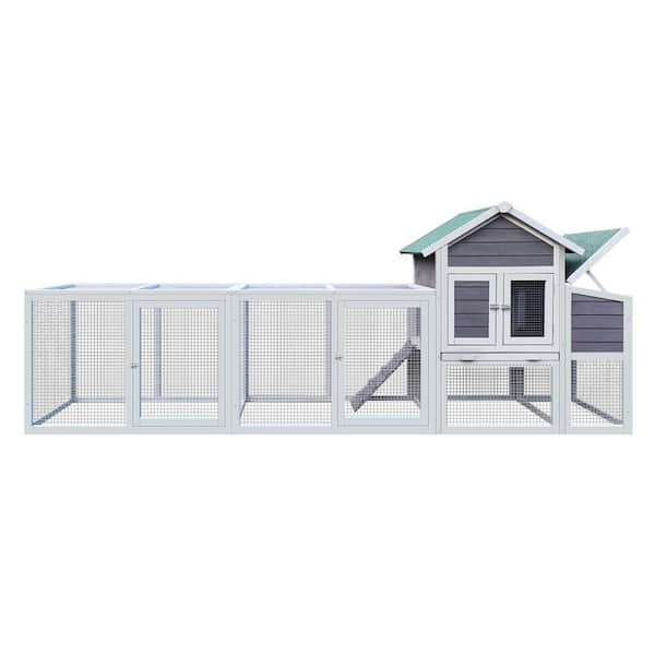 Miscool Avex Gray 44.5 in. H x 122 in. W x 26 in. D Wood Chicken Coops ...