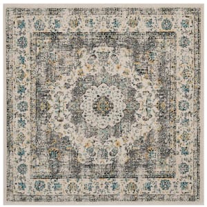 SAFAVIEH Evoke Black/Gray 5 ft. x 5 ft. Square Border Area Rug EVK256R ...
