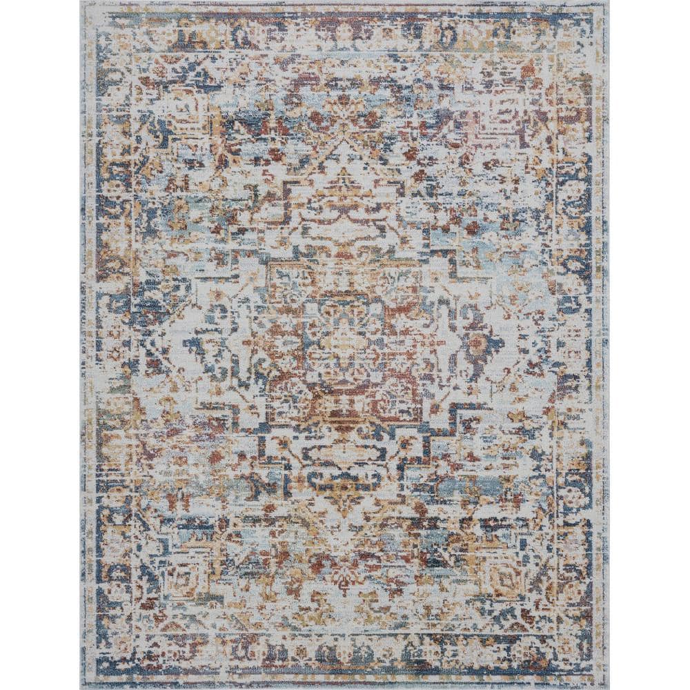 Tayse Rugs Reina Oriental Navy 4 ft. x 6 ft. Indoor Area Rug REI1400 ...