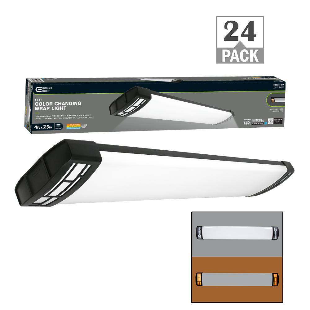 Commercial Electric 4 ft. Matte Black Mission End Caps 5250 Lumens ...