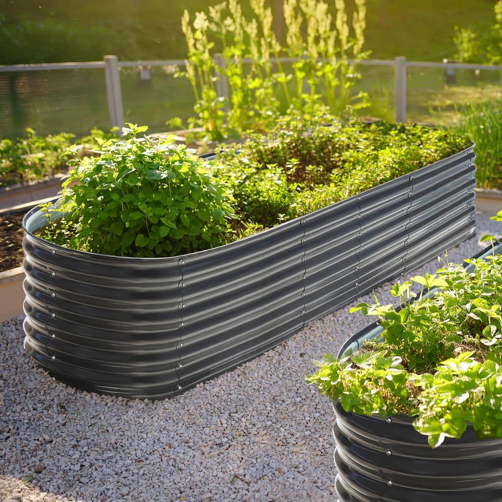 VEIKOUS 8 ft. x 2 ft. x 2 ft. Galvanized Steel Raised Garden Bed ...