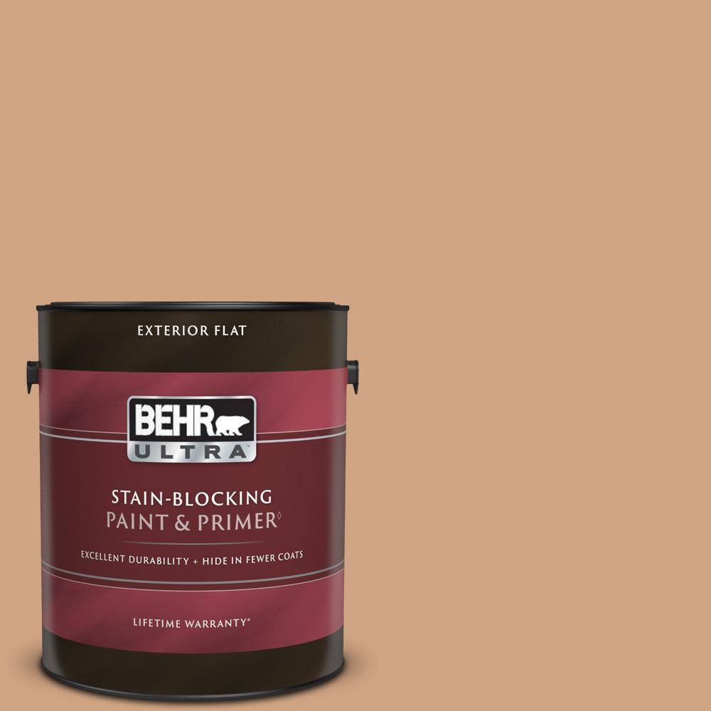BEHR ULTRA 1 gal. #260F-4 Sunset Beige Flat Exterior Paint & Primer ...