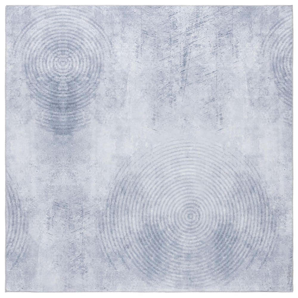 SAFAVIEH Malibu Gray 6 ft. x 6 ft. Machine Washable Abstract Swirl ...