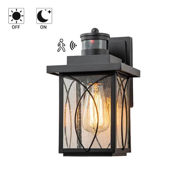 EDISLIVE Douglas 1-Light Black Outdoor Motion Sensor Dusk to Dawn Wall ...