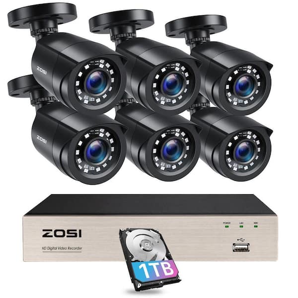 ZOSI 8-Channel 1080p FHD 1TB HDD DVR Home Surveillance System with 6 ...
