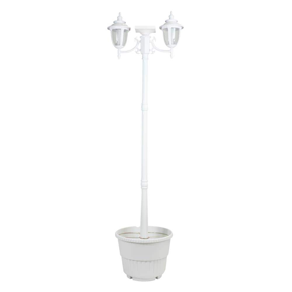 Sun-Ray Hannah 2-Light Outdoor White Integrated LED Solar Lamp Post an ...
