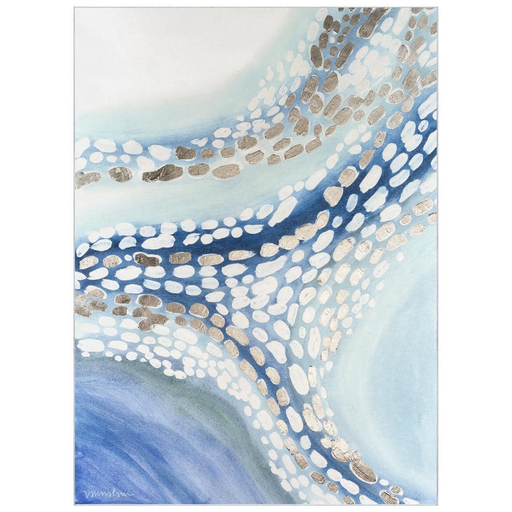 Empire Art Direct Blue 8 ft. x 10 ft. Teeming II Washable Abstract Art ...