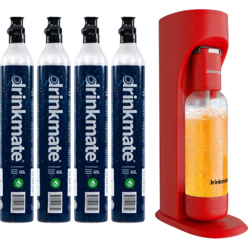 DrinkMate Royal Red Sparkling Water, Soda Maker CO2 Bundle, 4 60L CO2 ...