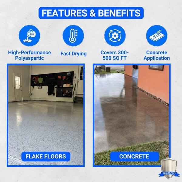 ARMORPOXY 2 Gal. Clear Gloss 2 Part Epoxy Polyaspartic Interior ...