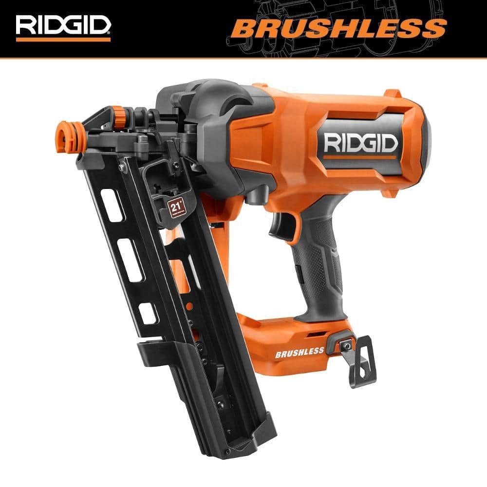 RIDGID 18V Brushless Cordless 21° 3-1/2 in. Framing Nailer (Tool Only ...