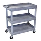 H Wilson 18 in. x 35 in. 3-Tub Shelf Utility Cart, Gray EC111-G