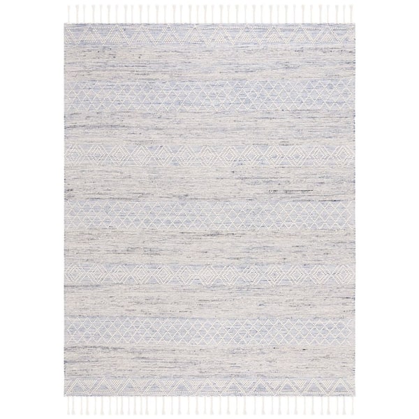 SAFAVIEH Natura 8 ft. x 10 ft. Ivory/Blue Geometric Distressed Area Rug ...