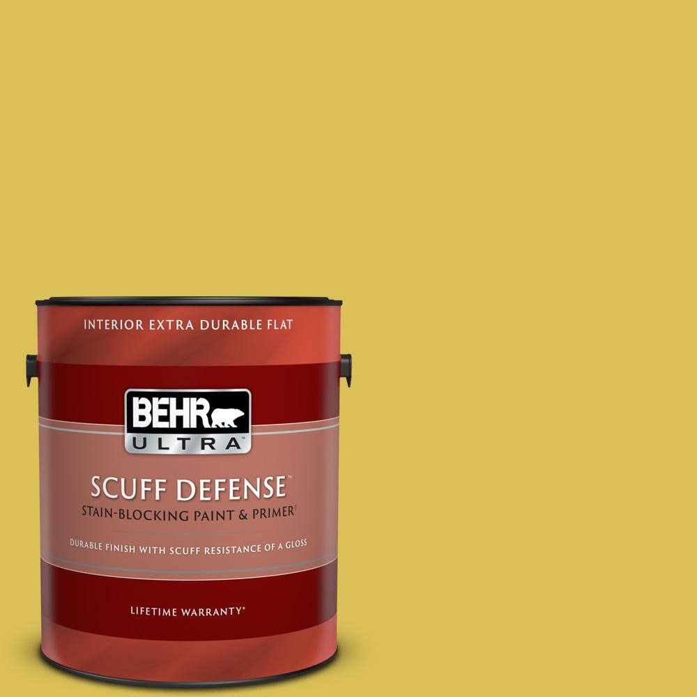 BEHR ULTRA 1 gal. #P320-6 Sulfur Yellow Extra Durable Flat Interior ...