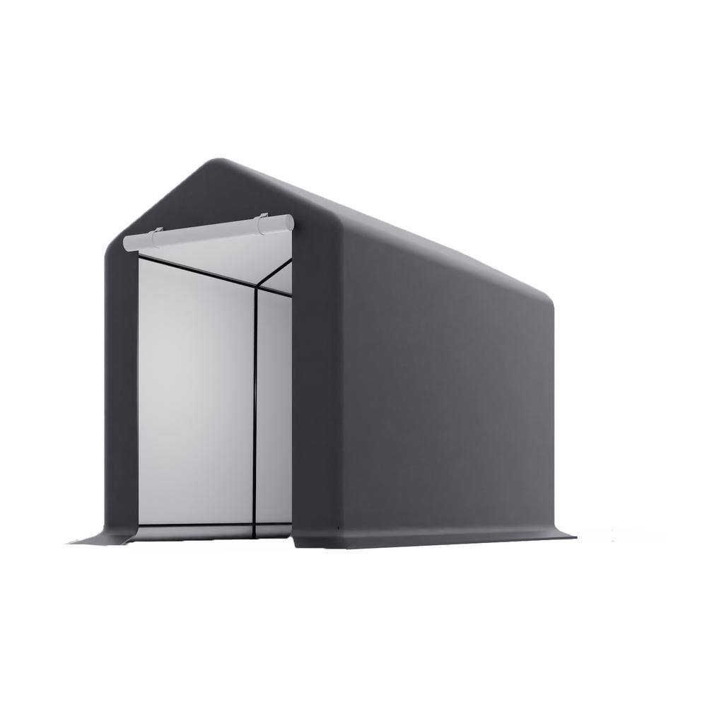 GAWEZA 6 ft. x 8 ft. x 8.33 ft. Gray Iron Garage without Floor Outdoor ...