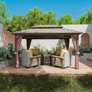 INMITOM 12 ft. x 14 ft. Aluminum Hardtop Gazebo with Double Galvanized ...