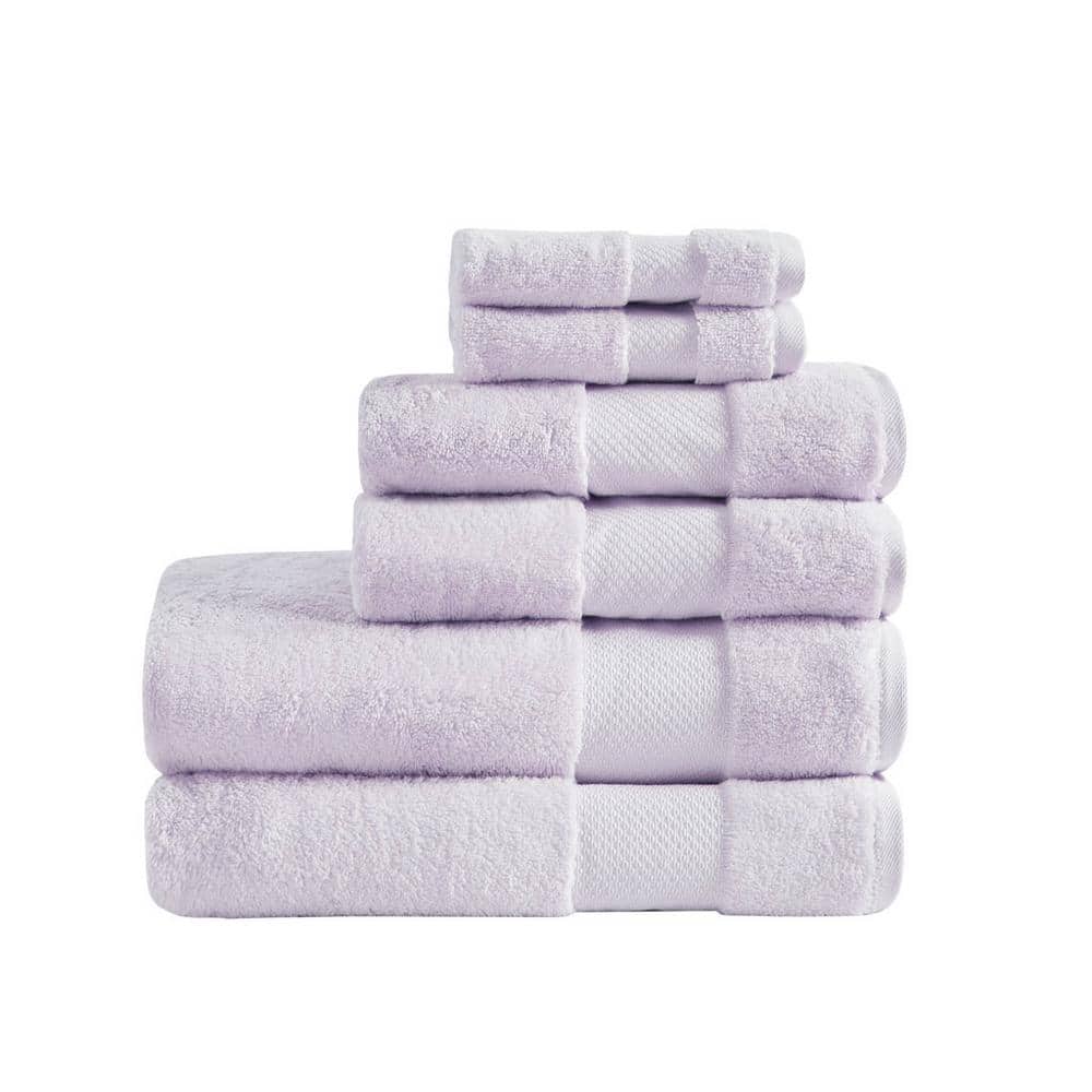 6-Piece Lavender Cotton Bath Towel Set, 3 Sizes Available, OEKO-TEX ...