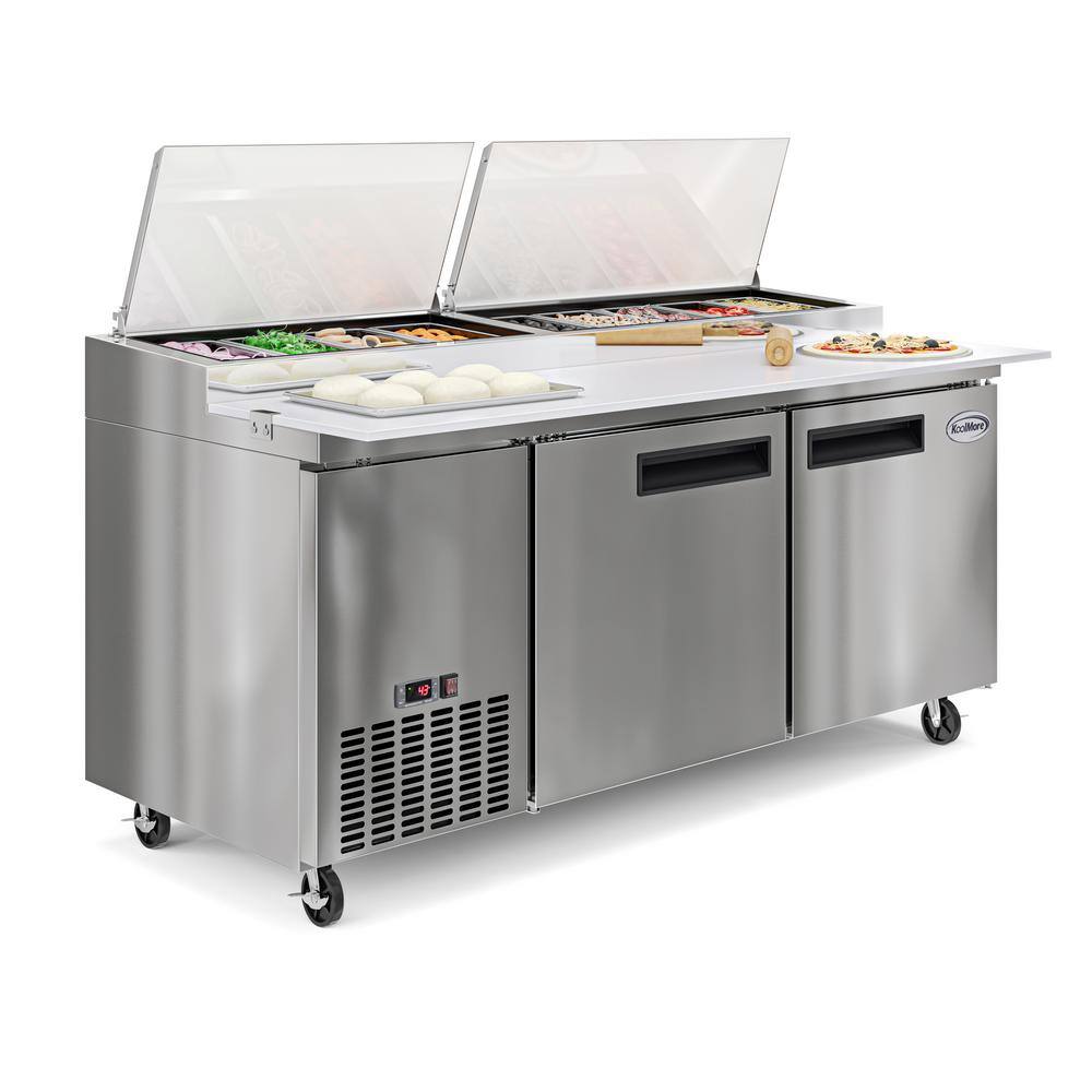 Koolmore 71 in. 17 cu. ft. Commercial Pizza Prep Refrigerator in ...