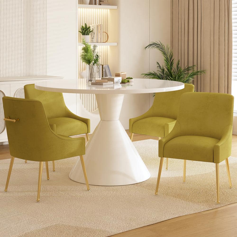 Boyel Living 5-Piece Round White MDF Top Table Set Seats 4 (4-Green Dining Chairs) BLRT2BWH700GR ...