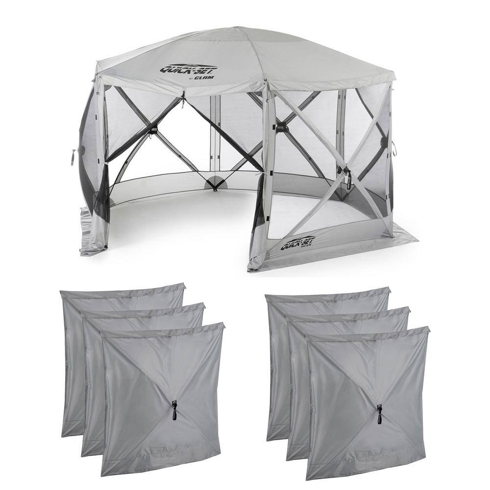 Clam Portable Camping Outdoor Gazebo Canopy Tent and 6 Wind Panels CLAM ...