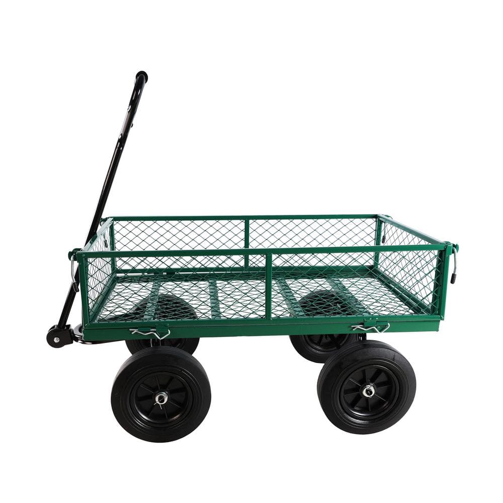 Boosicavelly 4.86 cu. ft. Green Metal Tools Cart Wagon Cart Garden Cart ...