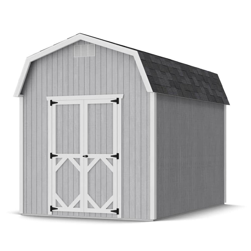 Little Cottage Co. Classic Gambrel 8 ft. x 12 ft. Outdoor Wood Storage Shed Precut Kit with 6 ft ...