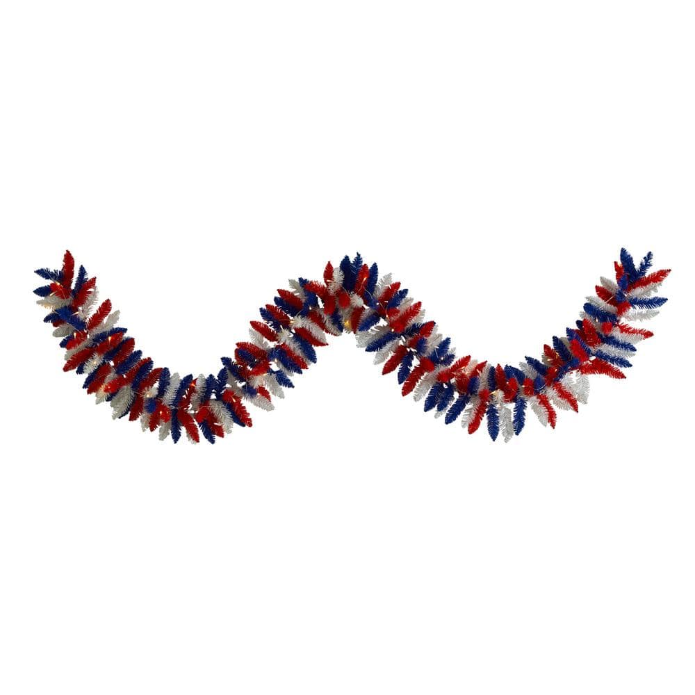 Nearly Natural 9 ft. Patriotic American Flag Themed Artificial Garland ...