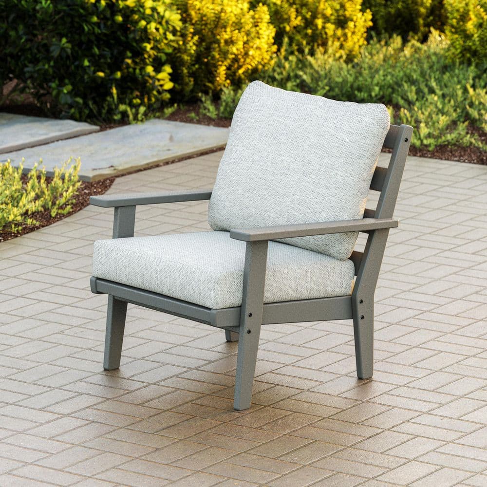 POLYWOOD Grant Park Slate Grey HDPE Outdoor Deep Seating Lounge Chair ...