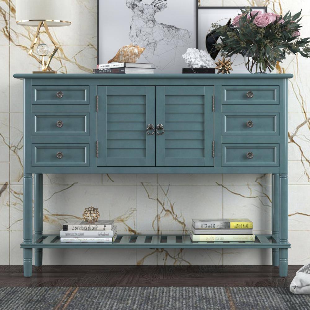 URTR Buffet Sideboard Table with Cabinet 45 in. Green Rectangle Wood ...