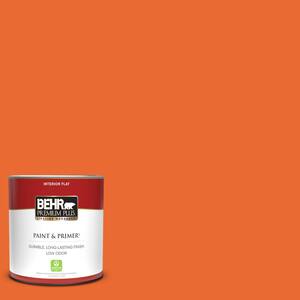 BEHR PREMIUM PLUS 1 qt. #220B-7 Electric Orange Satin Enamel Low Odor ...