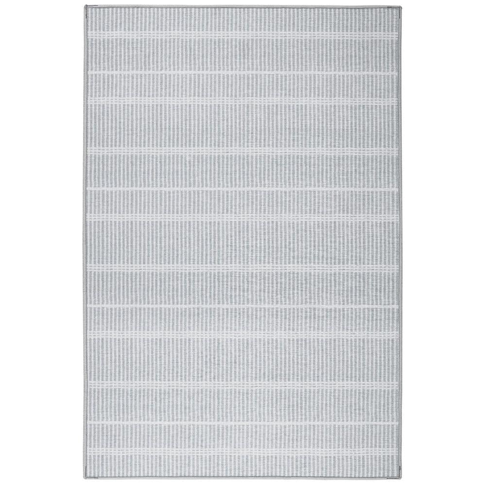 DASH & ALBERT Samson Machine Washable Grey 8 ft. x 10 ft. Indoor Area ...