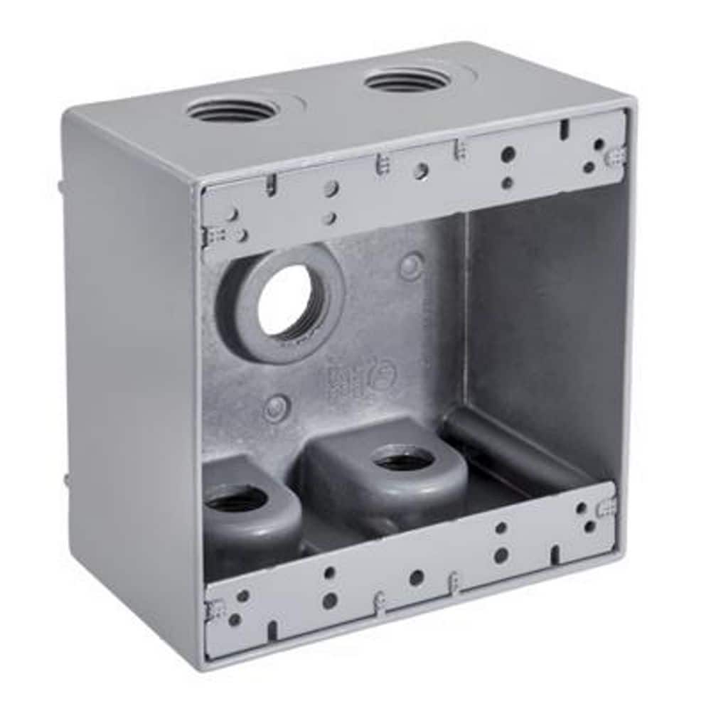 Southwire 3/4 in. Weatherproof 5-Hole Deep Double Gang Box WDB2575 ...