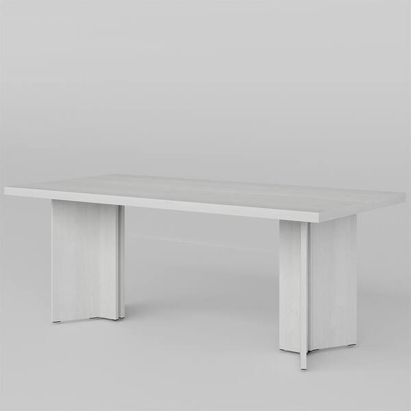 BYBLIGHT 63 in. Rectangular White Engineered Wood Executive Desk with ...
