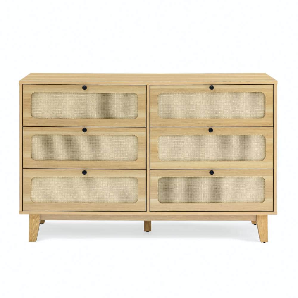 52 in. W x 15.75 in. D x 32.75 in. H Brown Oak Linen Cabinet with 6 ...