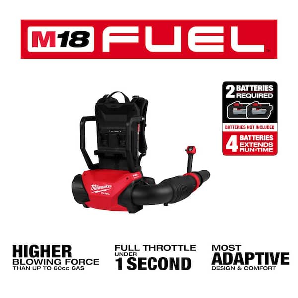 Milwaukee M18 FUEL 155 MPH 650 CFM 18V Brushless Cordless Dual Battery Backpack Blower w/(4) 12. ...