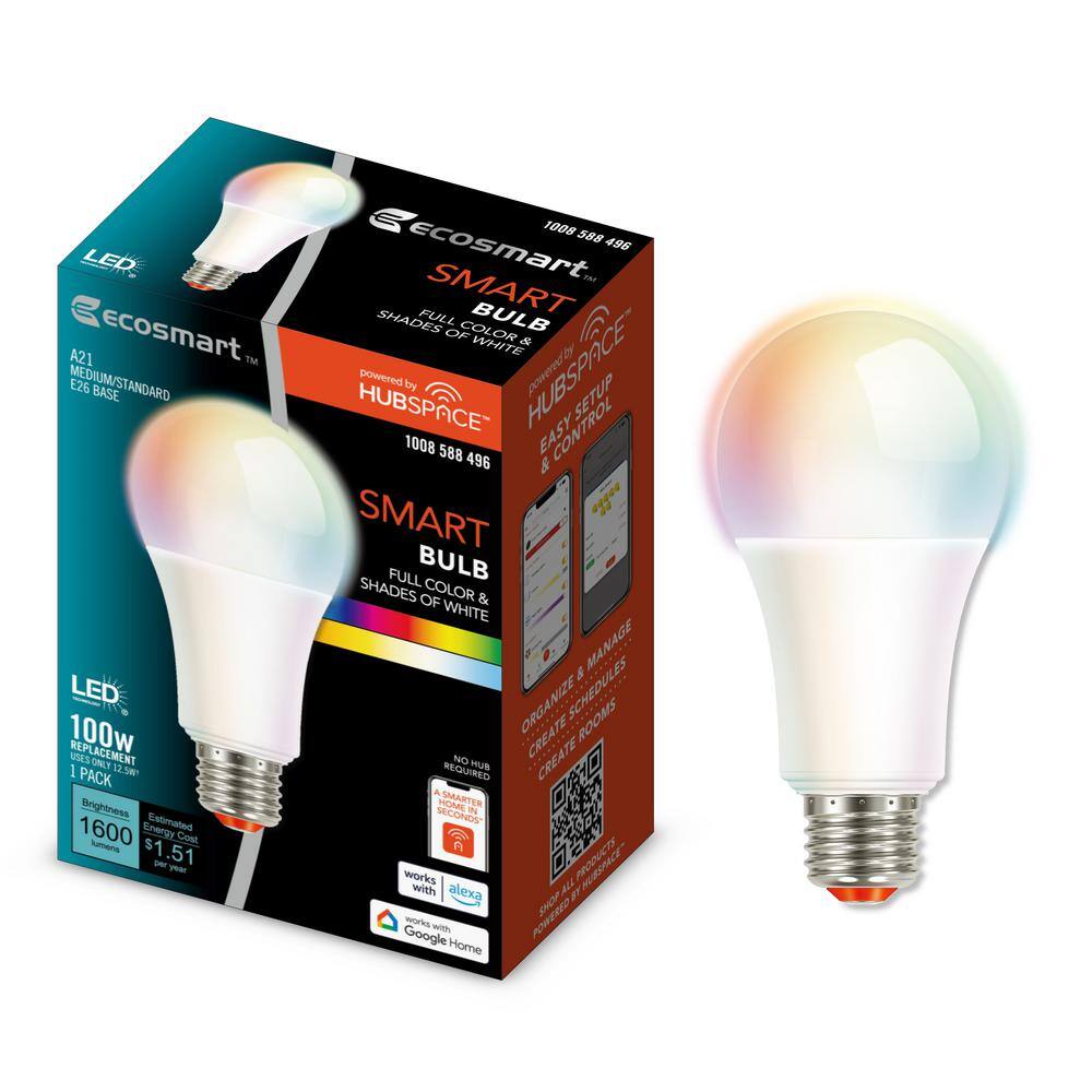 Have a question about EcoSmart 100-Watt Equivalent Smart A21 Color ...