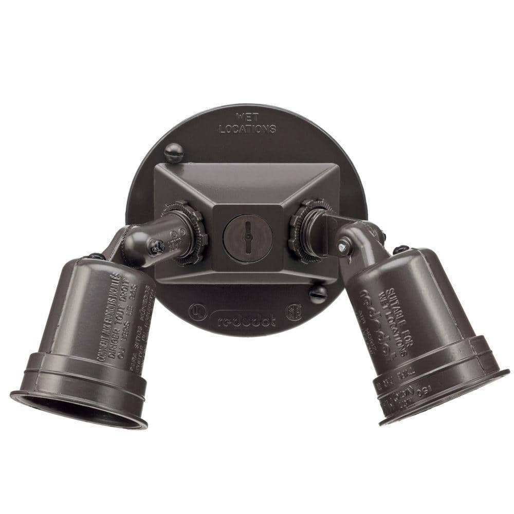Red Dot 2-Lamp 150-Watt Bronze Non-Motion Sensing Outdoor Flood Light ...