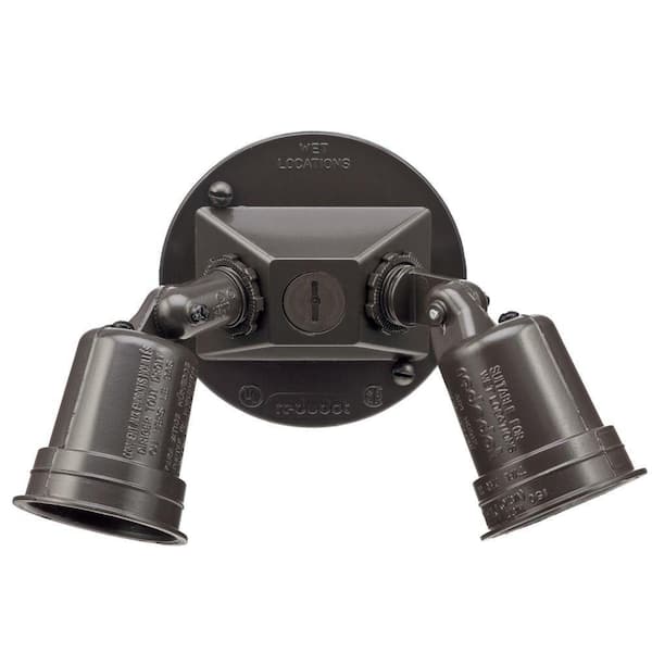 Red Dot 2-Lamp 150-Watt Bronze Non-Motion Sensing Outdoor Flood Light ...
