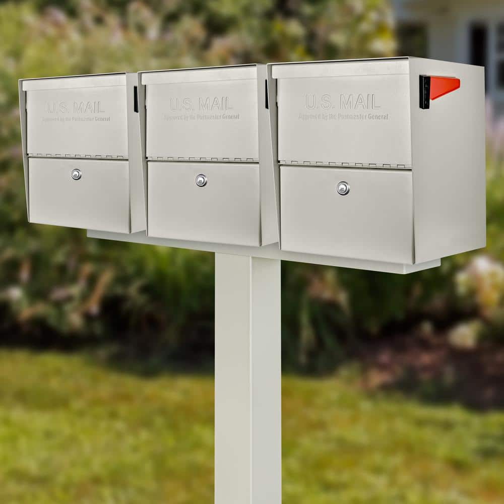 Mail Boss Package Master X3 Locking Post Mount Mailbox Combo Kit, Cream ...