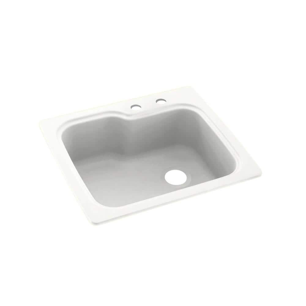 Swan Dual-Mount Solid Surface 25 in. x 22 in. 2-Hole Single Bowl ...