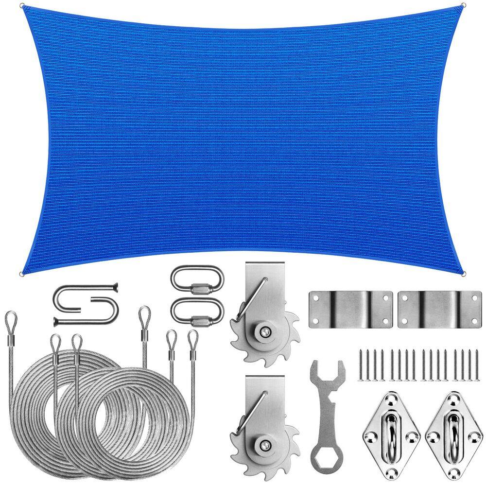 16 ft. x 20 ft. Rectangle Sun Shade Sail with Hardware TAWAL-Blue SWR ...