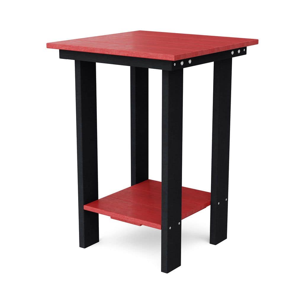 Wildridge Contemporary Cardinal Red and Black HDPE Plastic Outdoor Side ...