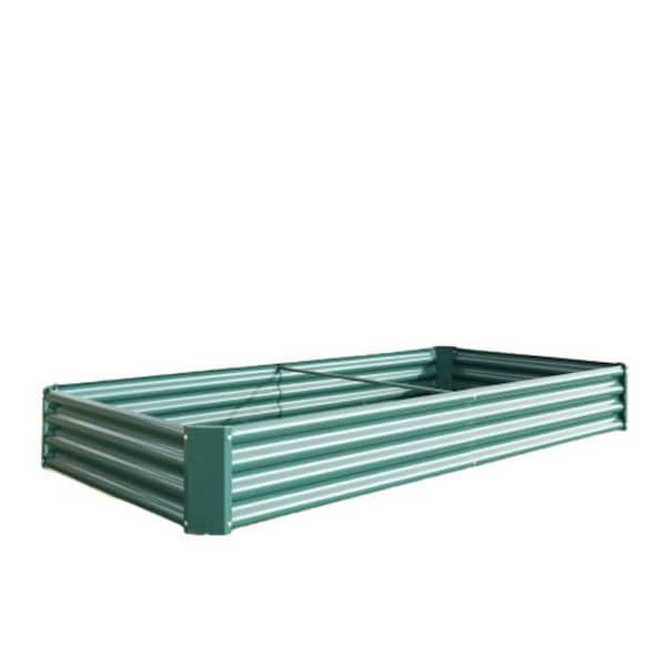Green Metal Outdoor Raised Garden Bed, Raised Planter Boxes with Open ...