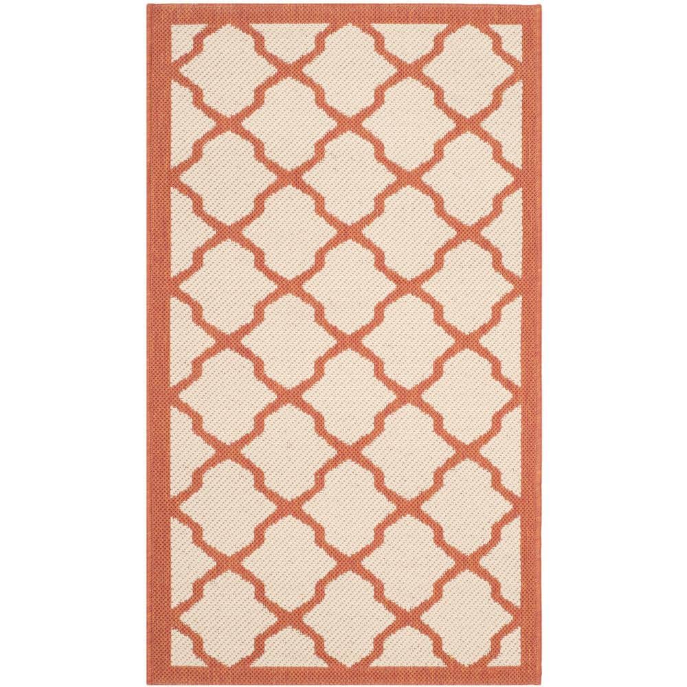SAFAVIEH Courtyard Beige/Terracotta Doormat 2 ft. x 4 ft. Geometric ...