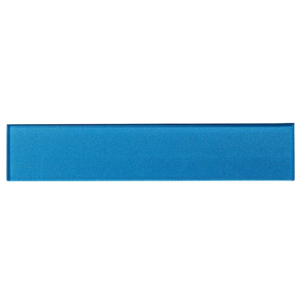 ANDOVA Kwiet Flutterby Blue Glossy 2-7/8 in. x 14-3/8 in. Smooth Glass ...