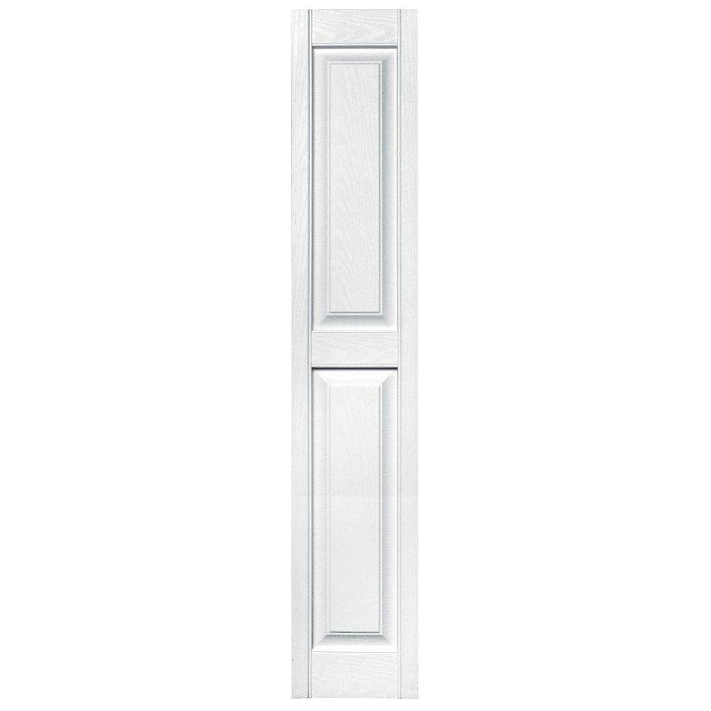Builders Edge 12 in. x 63 in. Raised Panel Vinyl Exterior Shutters Pair ...