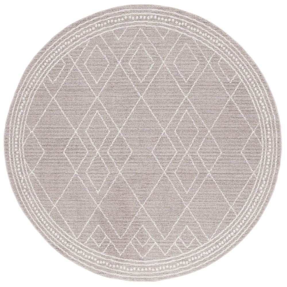 SAFAVIEH Jade 7 ft. x 7 ft. Beige/Ivory Geometric Border Round Area Rug ...
