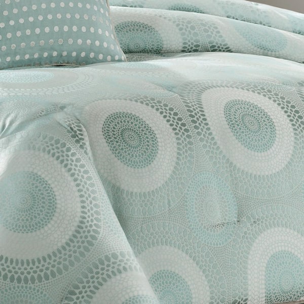 Madison Park Mason 7-Piece Seafoam/Sage Medallion Polyester Queen ...